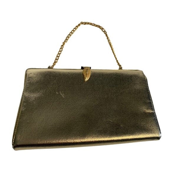 Bags | Vintage Gold Handbag Purse With Leaf And Crystal Clasp With ...
